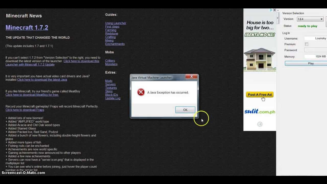 A Java Exception Has Occurred (Help ME) - YouTube