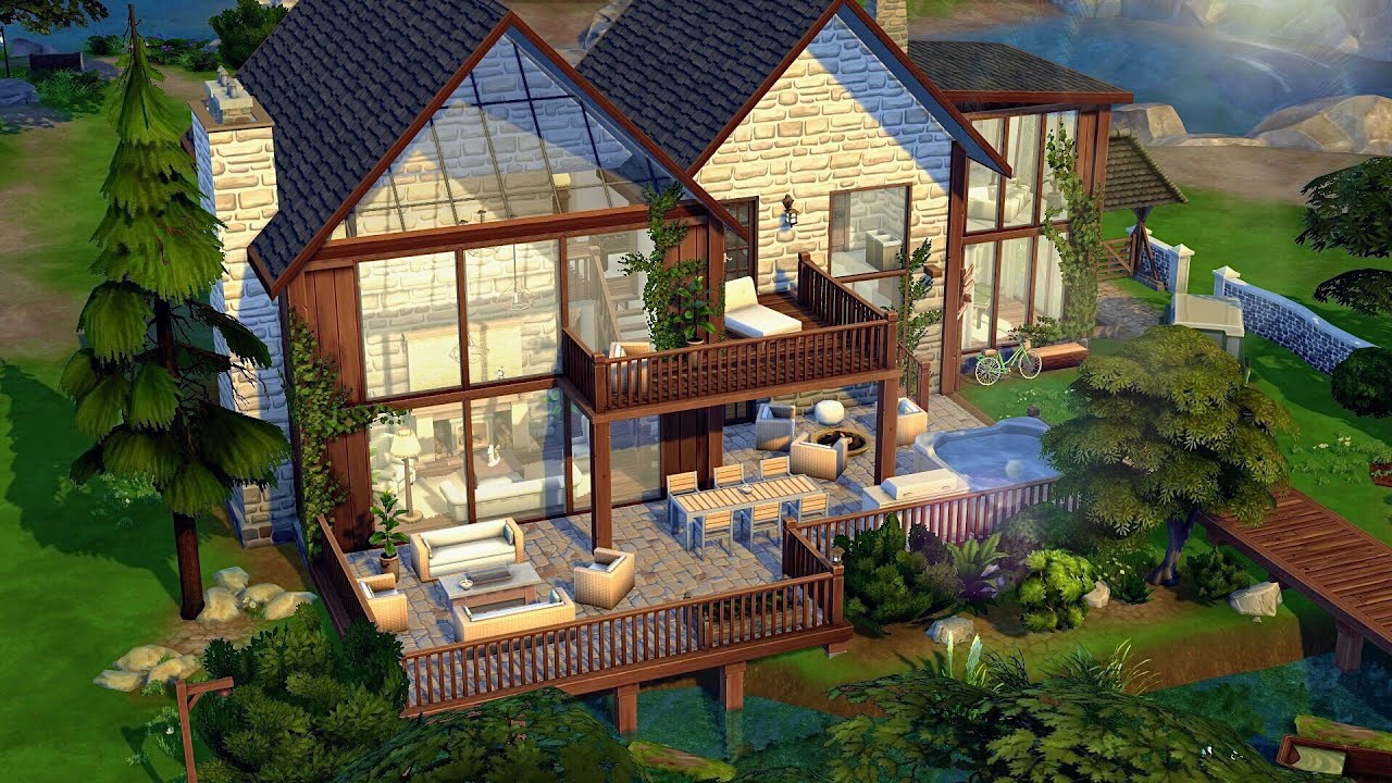 Luxurious Cabin • The Sims 4 • No CC | Speed Build - YouTube