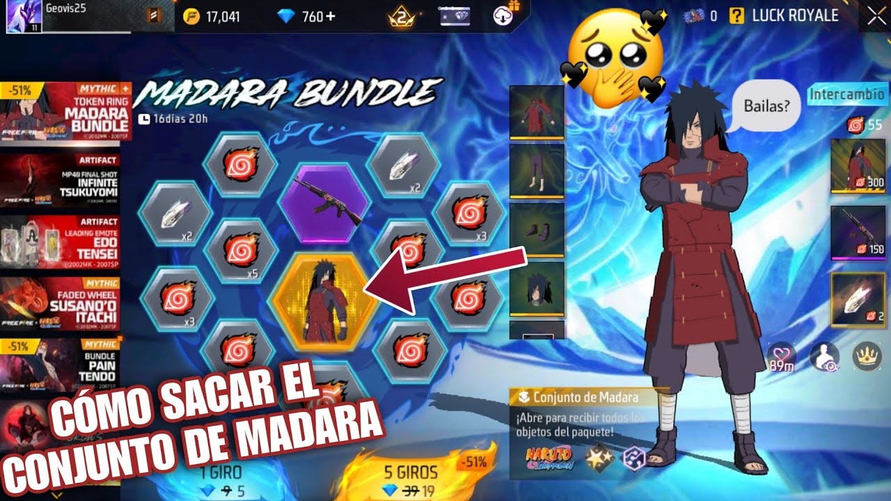 Cómo sacar el conjunto de MADARA UCHIHA con pocos Diamantes en Free ...