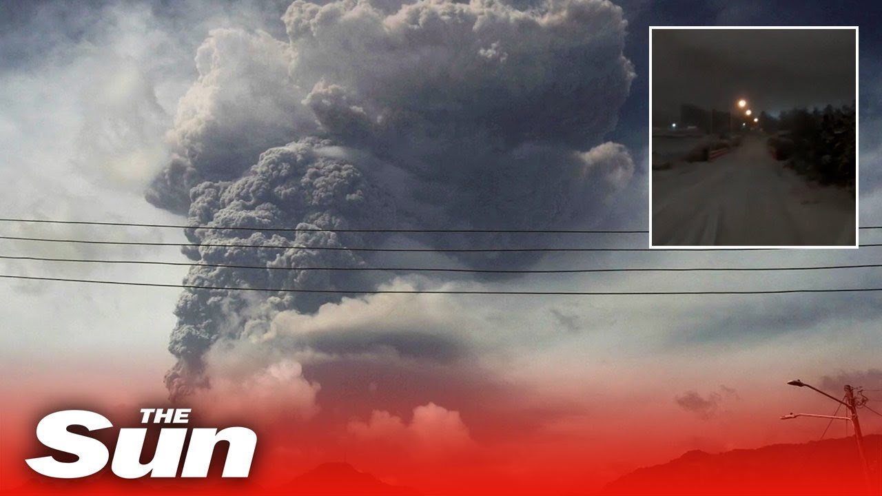 Caribbean volcano erupts for the first time in decades - YouTube