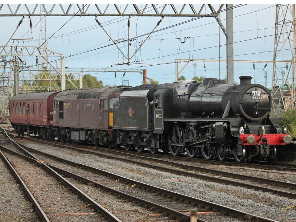 BR 44932 & 33207 on 5Z43 Southall to Carnforth Steamtown at Crewe 10/8 ...