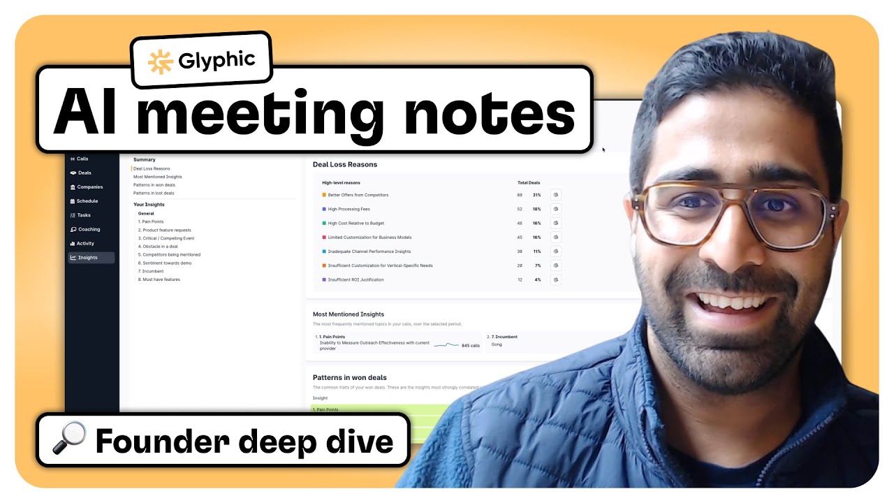 Glyphic notetaker deep dive: rep coaching, structured HubSpot sync, and win/loss insights - YouTube