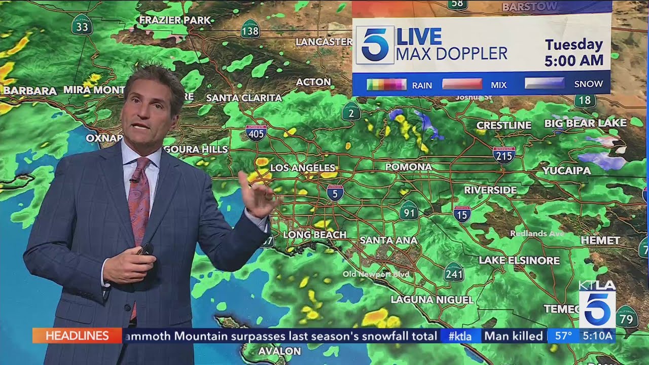 2nd wave of powerful storm brings steady rain to SoCal - YouTube