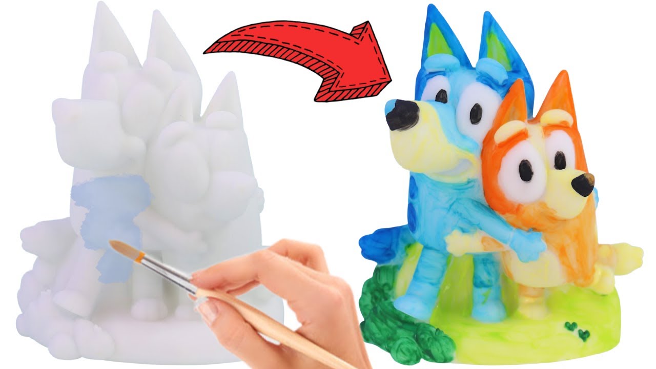 Let's Paint this D.I.Y. Bluey & Bingo Light Up Figurine - YouTube