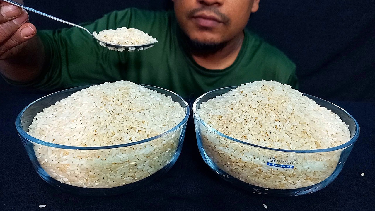 ASMR EATING HARD RAW RICE | EATING RAW RICE | RAW RICE MUKBANG | RAW ...