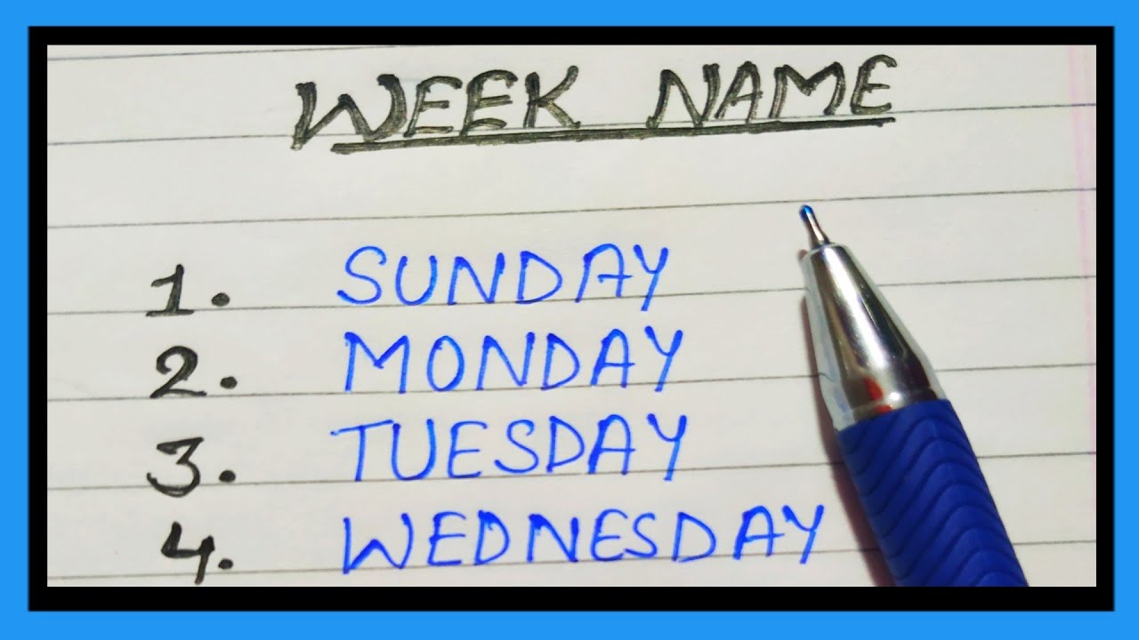 Week Name | Days Name in English | sunday monday in english | Hafto ke ...