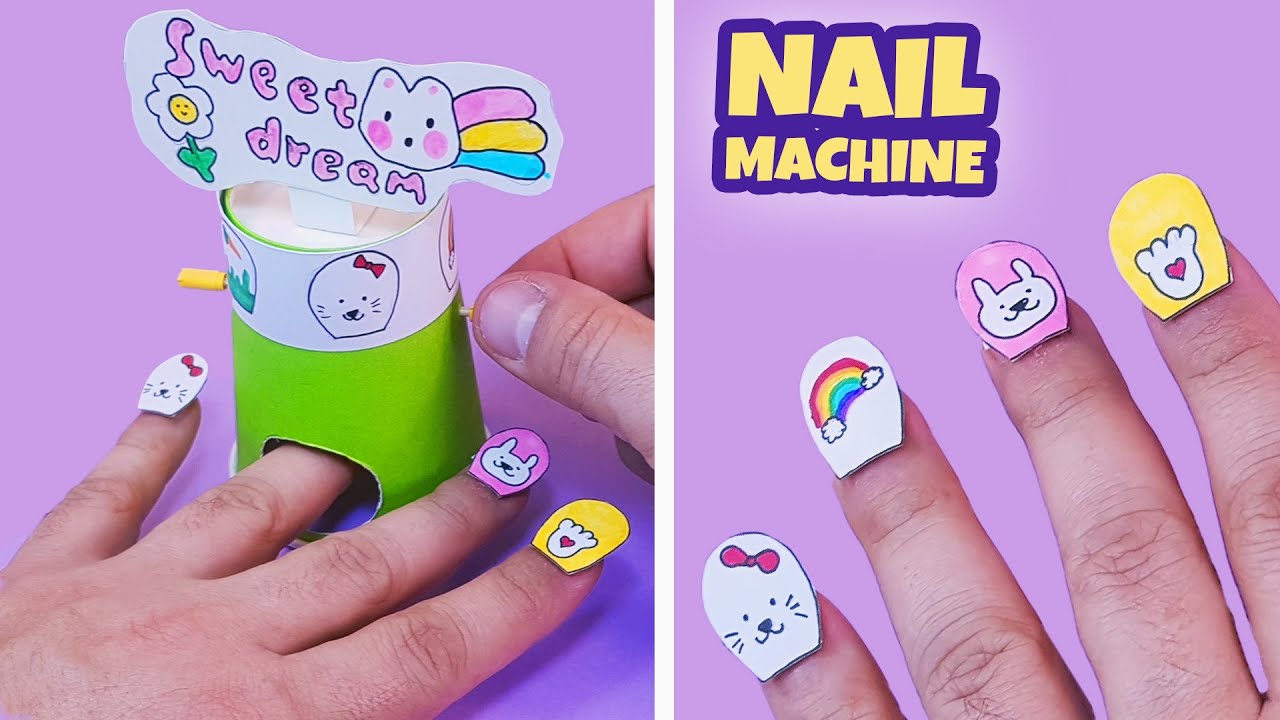 Cute Nail Machine from Paper! Easy nails idea - YouTube