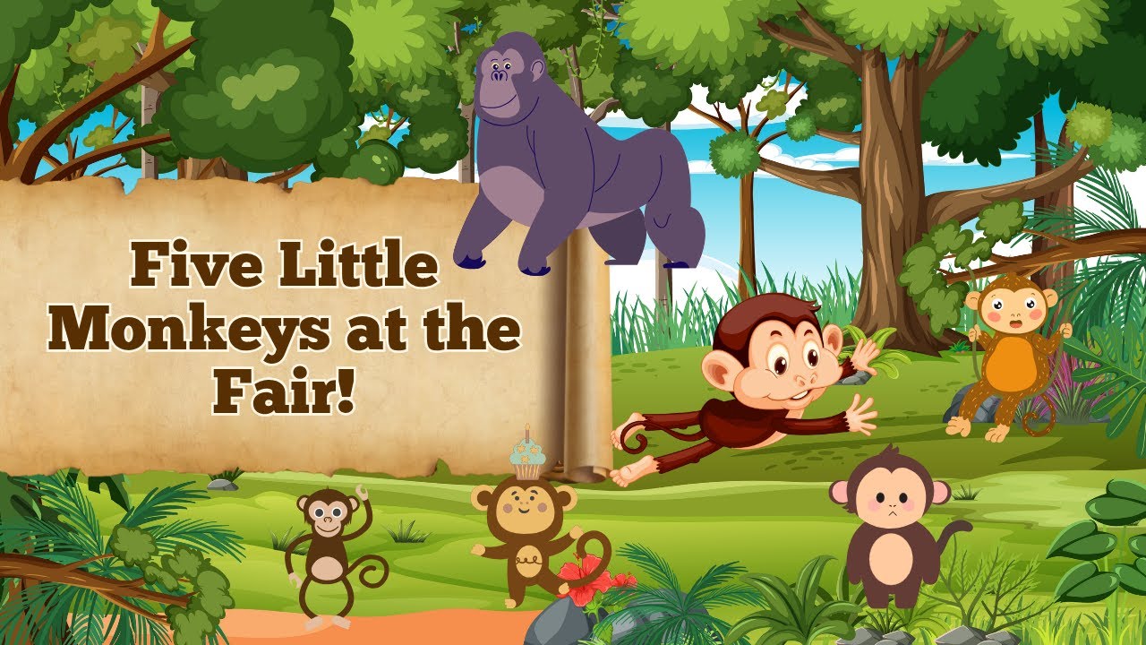 Five little monkeys at the Fair! | Nursery rhymes and kids song - YouTube