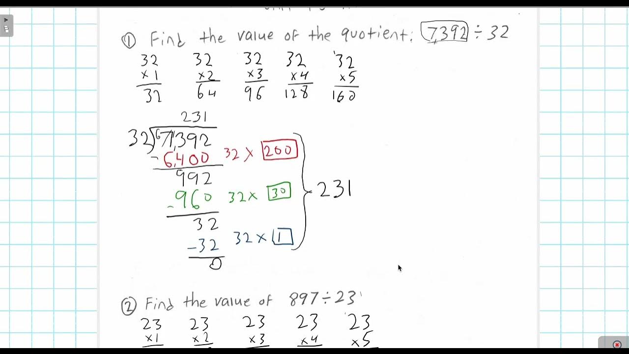 Multi-digit division using partial quotients - Grade 5 illustrative ...