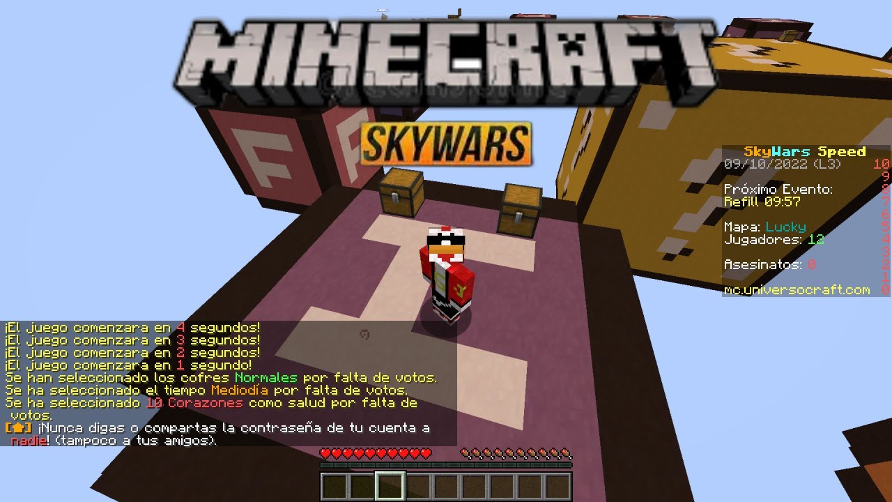 JUGANDO MINECRAFT SKYWARS - YouTube