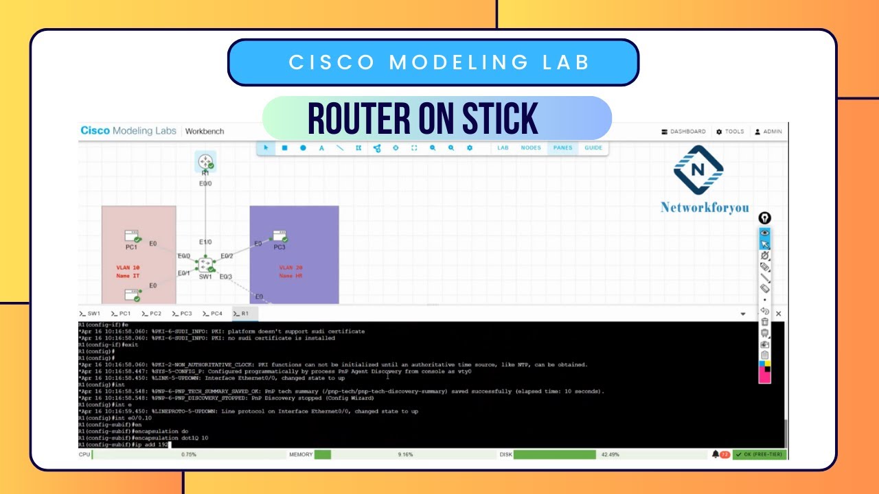 Router on Stick lab in CISCO Modeling Lab | Intervlan Lab in CML2 - YouTube