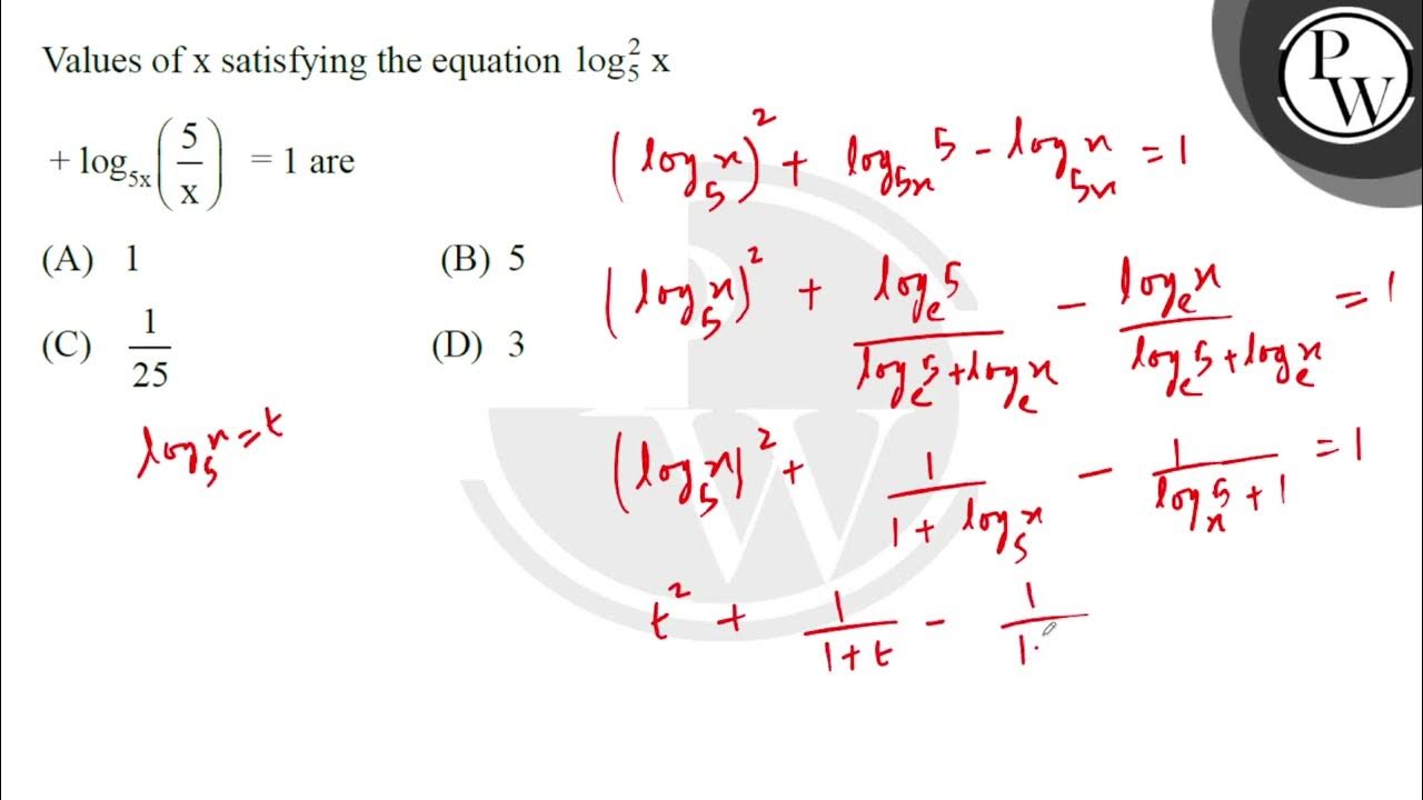 Values of \( \mathrm{x} \) satisfying the equation \( \log _{5}^{2} \mathrm{x} \) \( +\log _{5 x ...