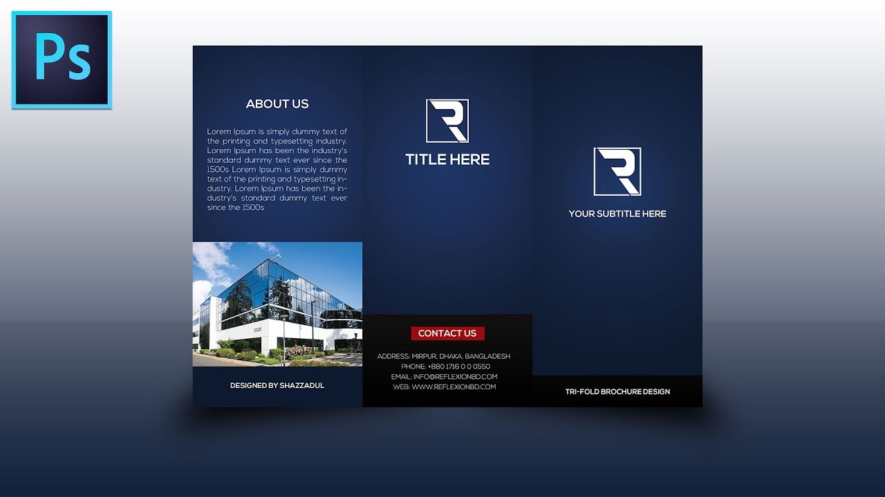 Tri-Fold Brochure Design | Photoshop Tutorial - YouTube