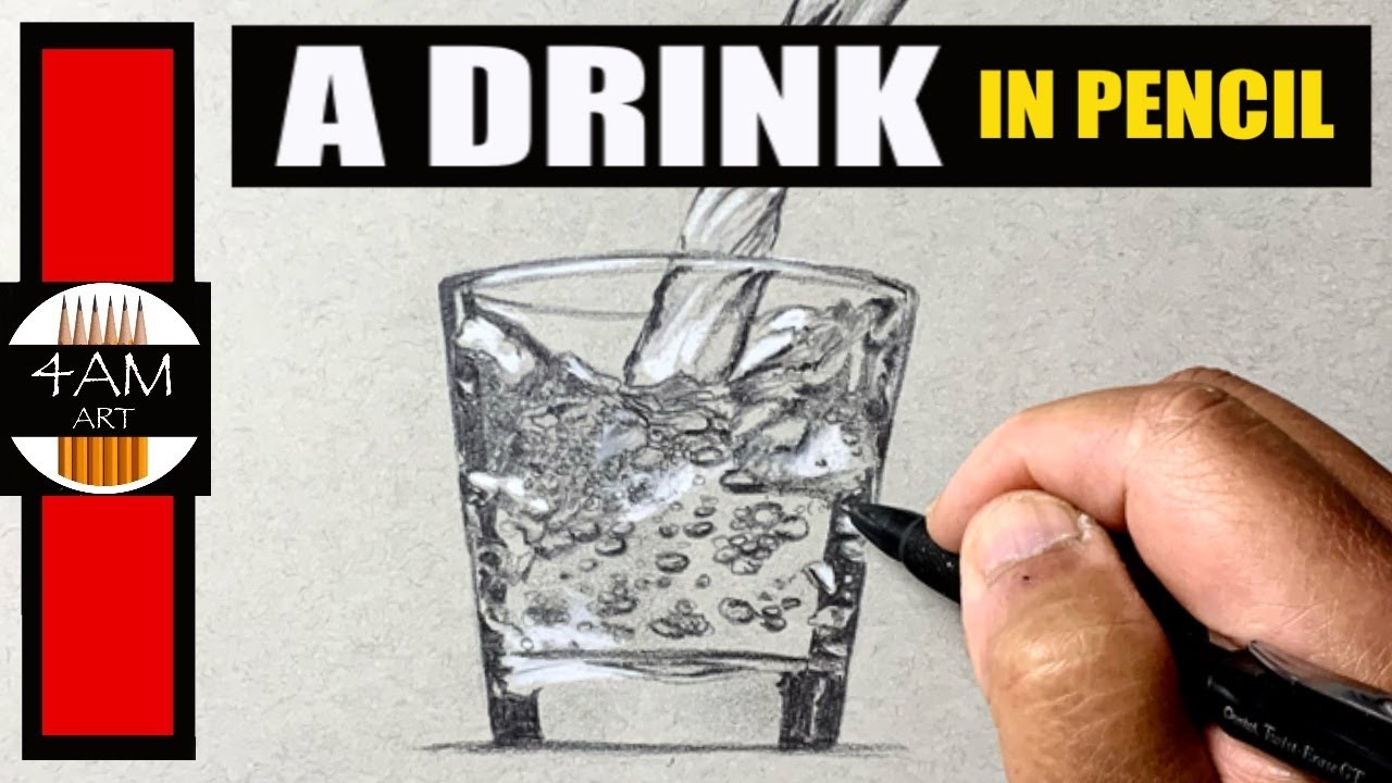 How to Draw a Glass of Water with Reflections - YouTube