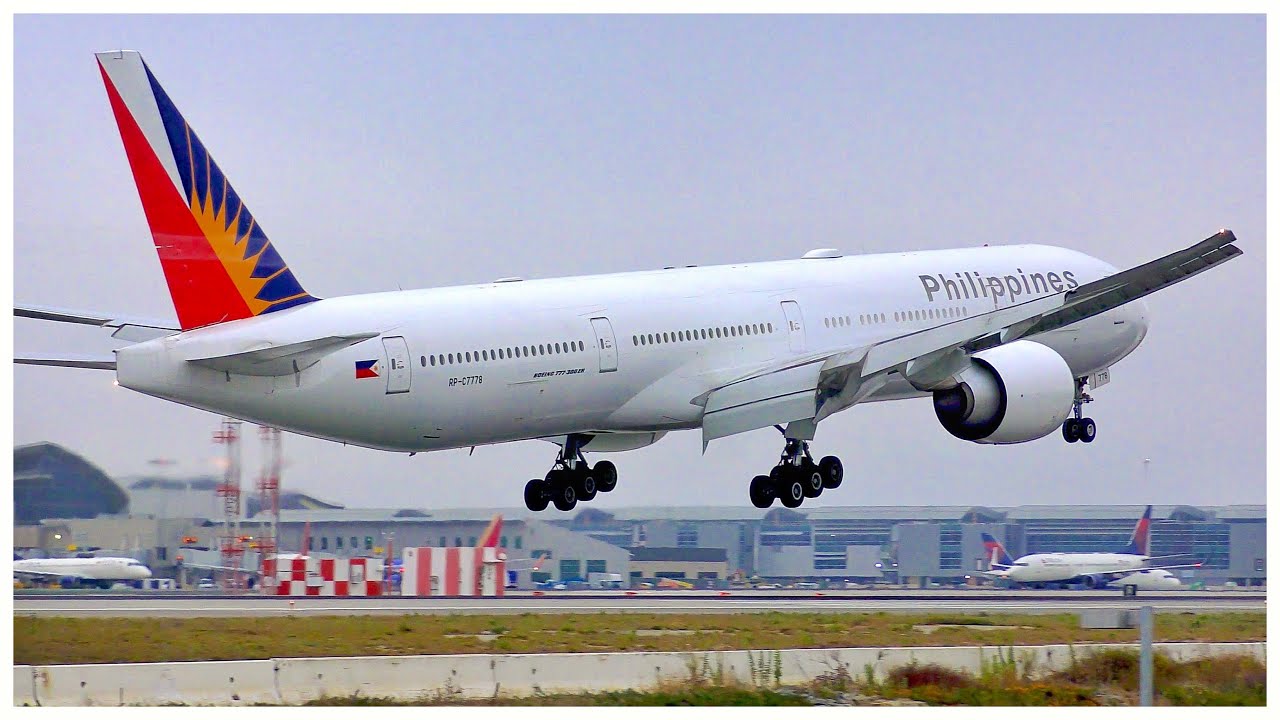 [4K] PHILIPPINE AIRLINES BOEING 777-3F6(ER) LAX ARRIVAL - PLANE ...