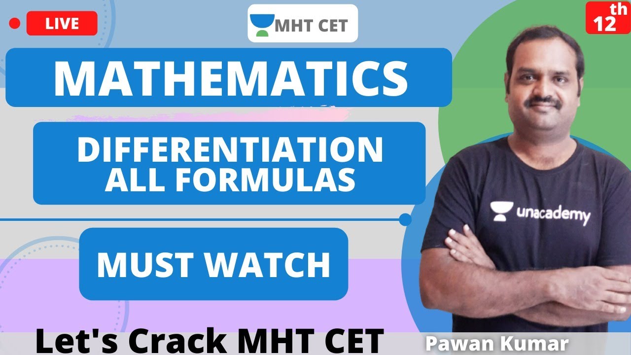Unacademy MHT CET | Differentiation | Formulas | Quick Revision - YouTube