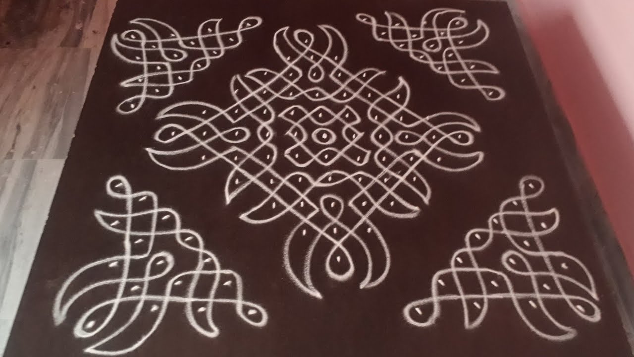 Simple Melikala Muggulu With Side Muggulu | 11 Dots Sikku Kolam ...