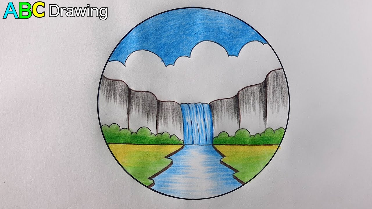 Beautiful Drawing | drawing of a waterfall | Drawing with pencil - YouTube
