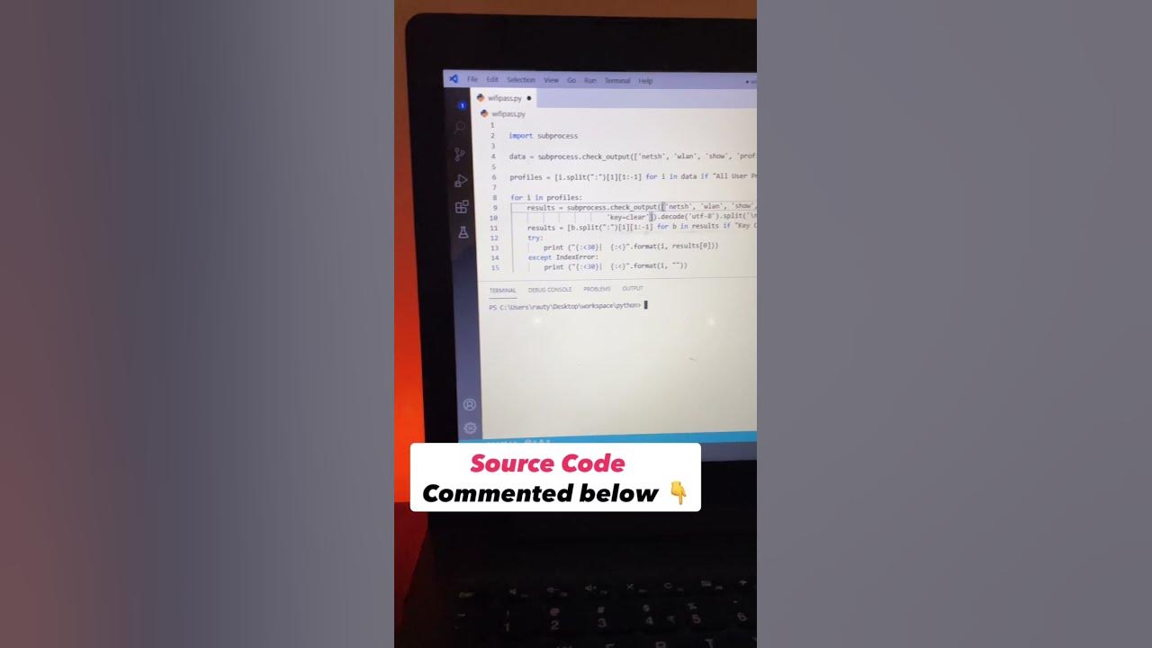 Get Wifi Passwords Using Python π¨βπ»π Python Pythoncode Youtube