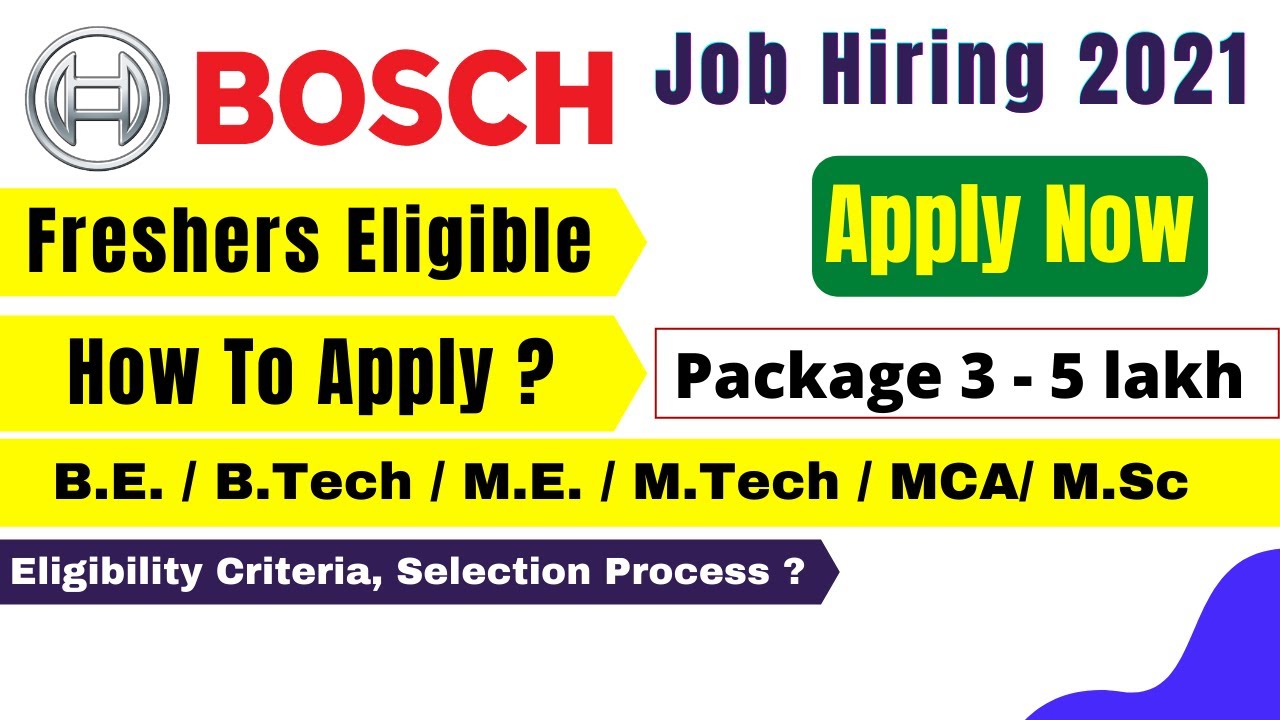 Bosch Job opening 2021 | Job opening for fresher | apply fast - YouTube