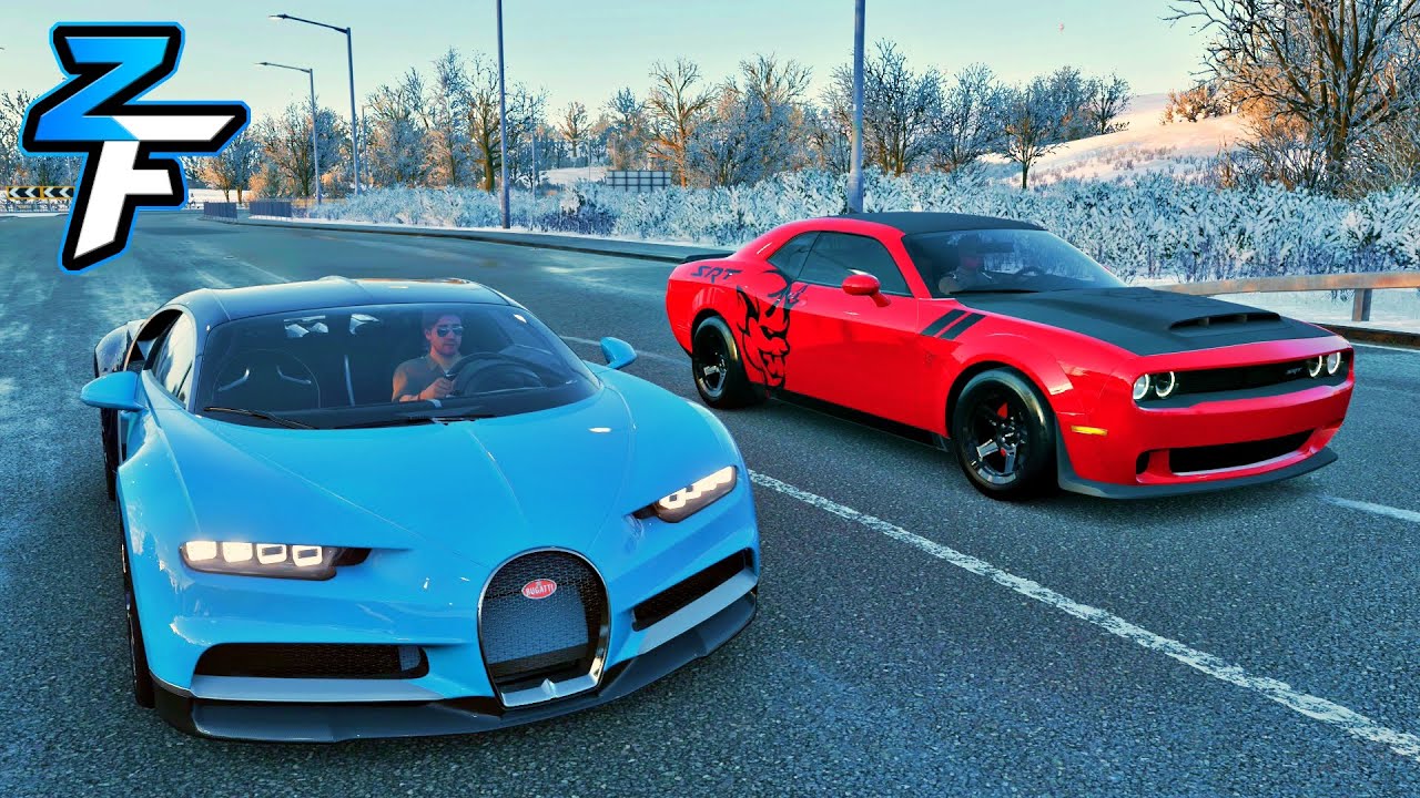 Bugatti Chiron vs Dodge Challenger Demon Drag Race! | Forza Horizon 4 ...