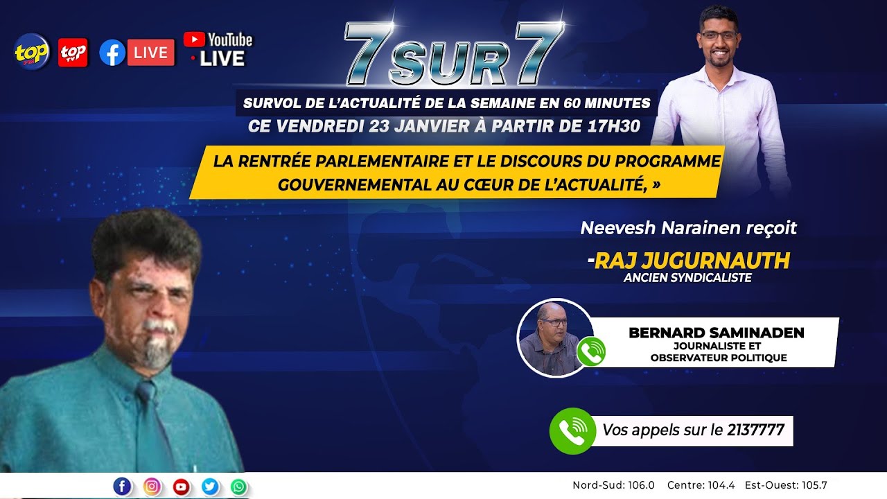 7SUR 7 : Neevesh Narainen reçoit Raj Jugurnauth, ancien syndicaliste ...