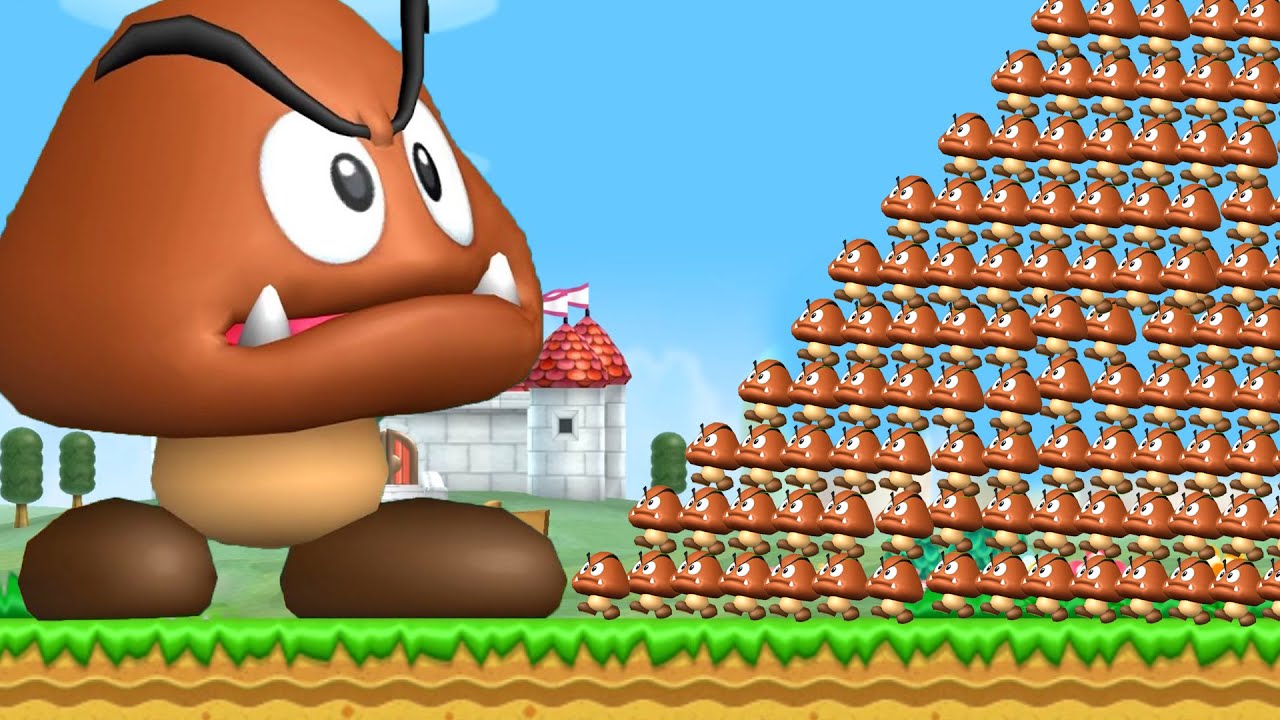 What happens if Giant Goomba fight 9999x Mini Goombas in World 1-1 ...