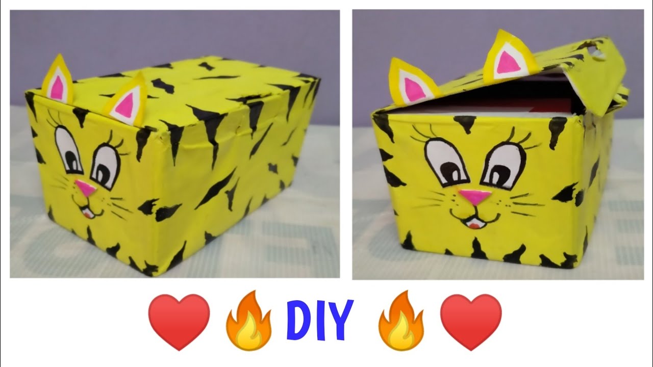 DIY cute storage box from cardboard || organizer tutorial || made with ...