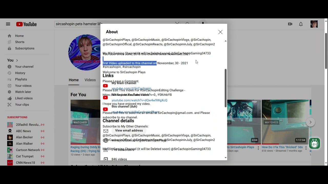 What Happened To This YouTube Channel Description? - YouTube