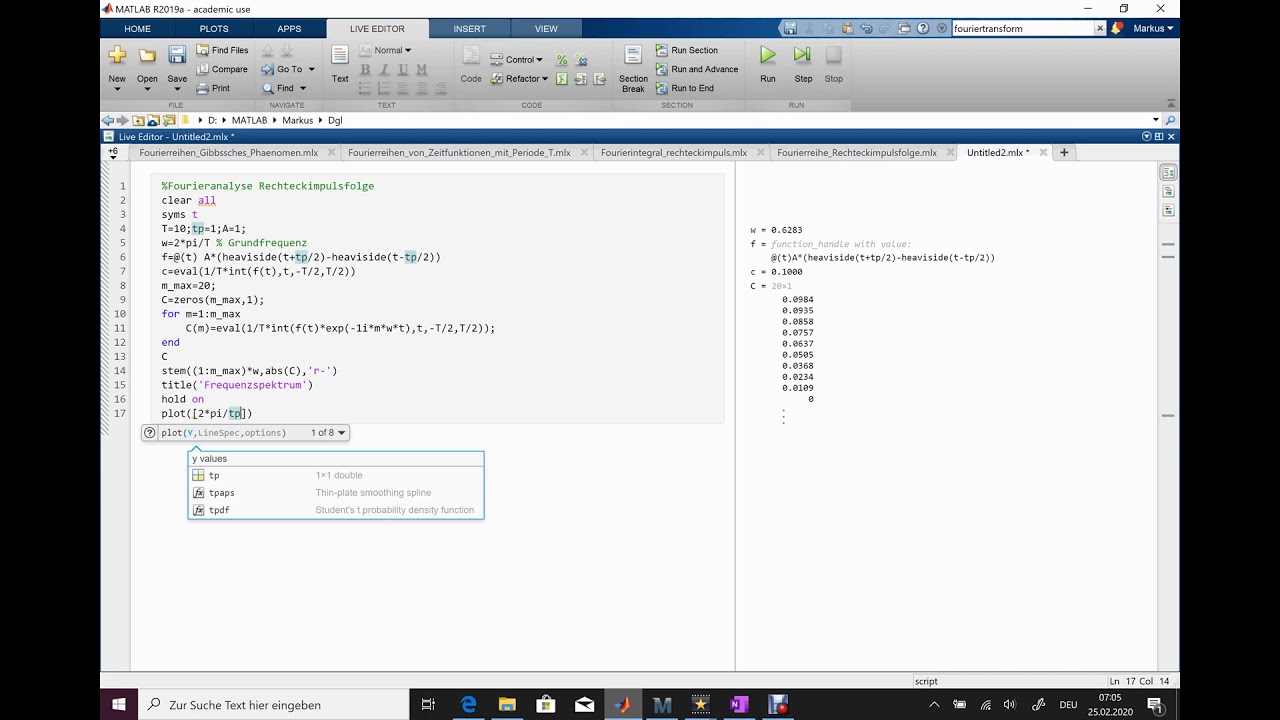 Fourierintegral Matlab1 - YouTube