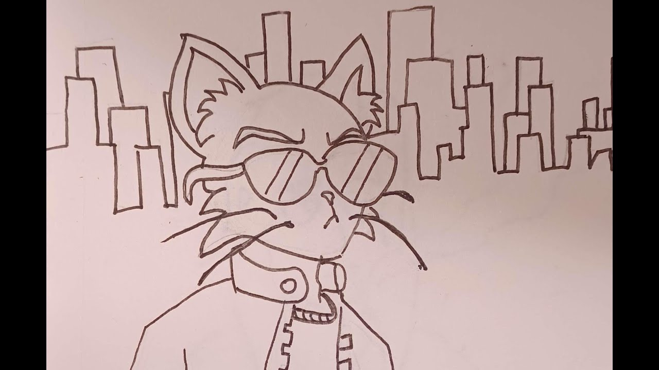 Speed drawing of a Cool Cat in the city. - YouTube