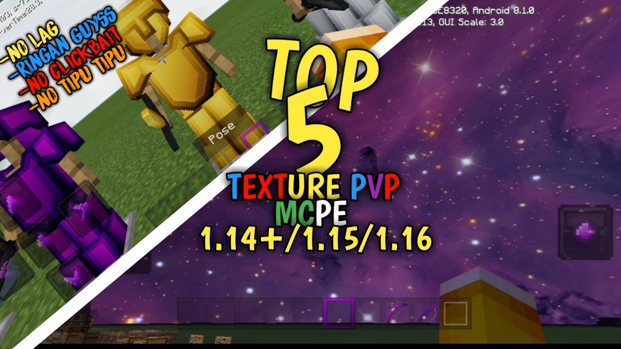 TOP 5 TEXTURE PACK PVP COCOK BUAT HP SPEK RENDAH RAM 512 MB KEATAS ...