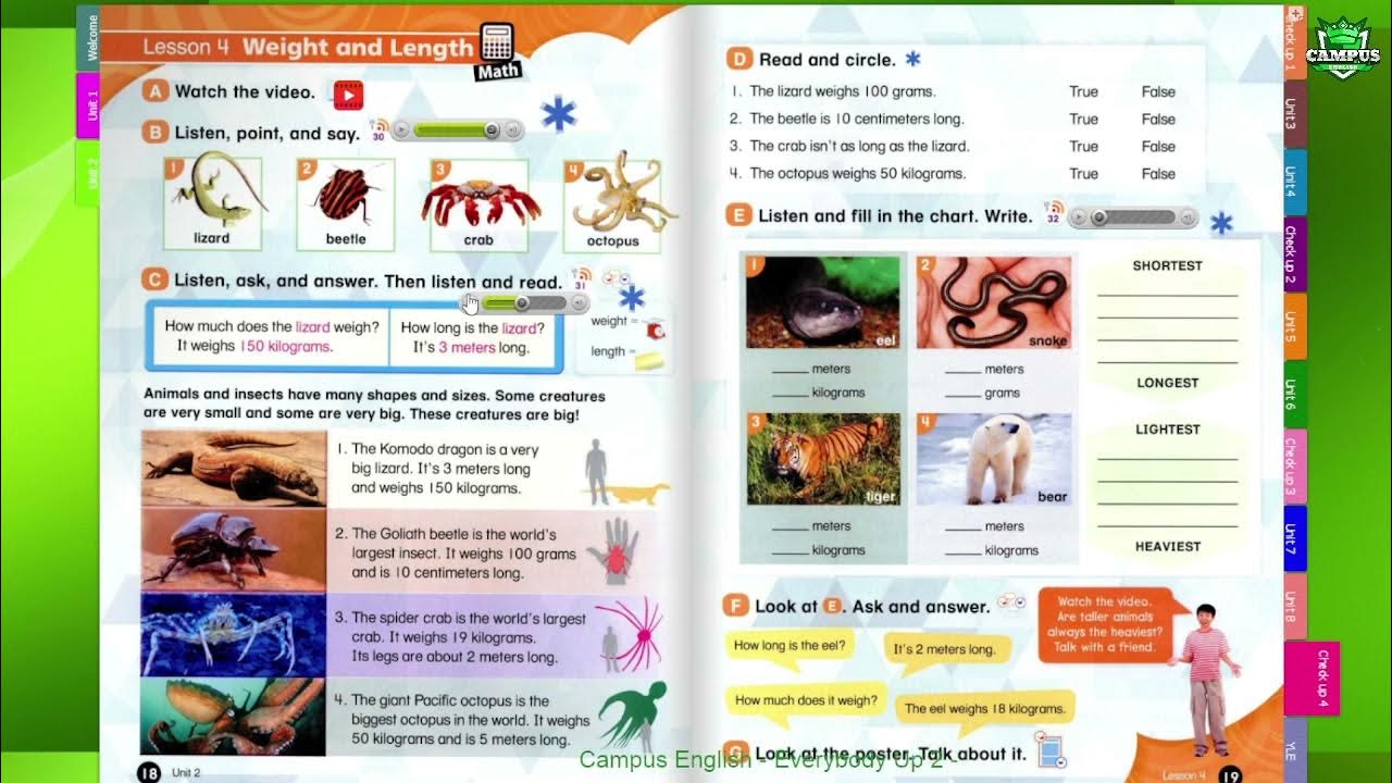 Everybody Up 4 - Unit 2 - Land and Sea - Lesson 4 - Weight and Length ...