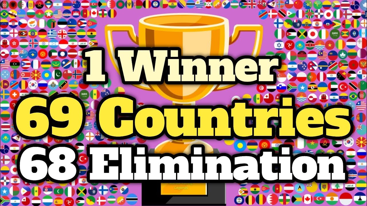 69 Countries & 68 Elimination Marble Race Tournament in Algodoo - World ...