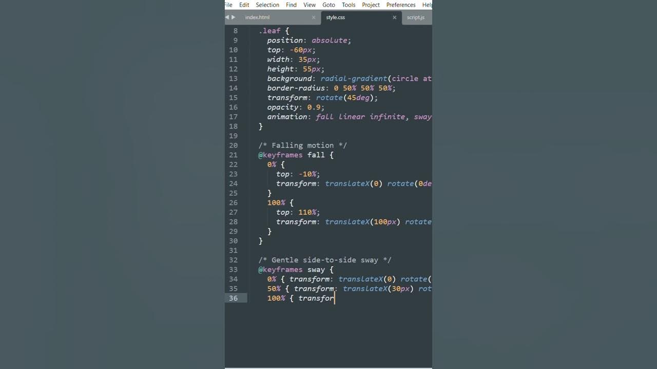 🍃 Leaf Falling Animation in HTML & CSS - YouTube