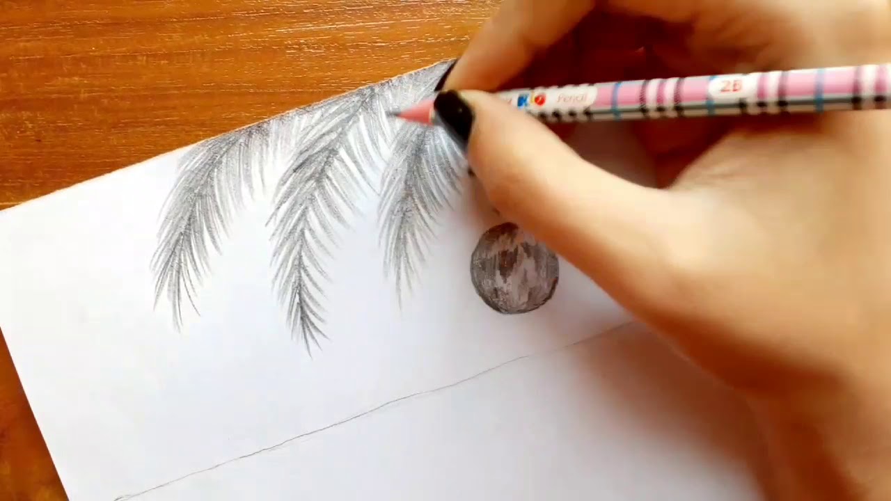 How to draw Scenery of moonlight night scene with pencil sketch step by ...
