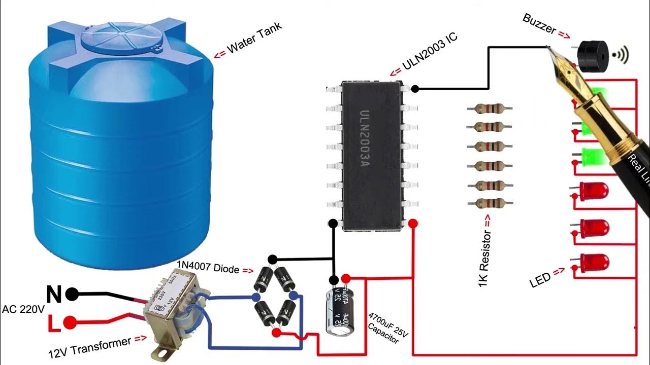How to draw/make water level indicator circuit diagram with alarm ...