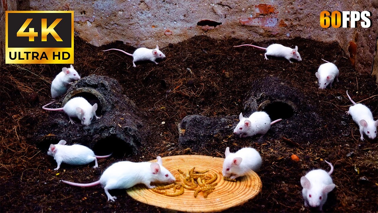 Enjoying Cute White Mice Running Around🐭Cat TV For Cat to Watch 🐱 Cat ...