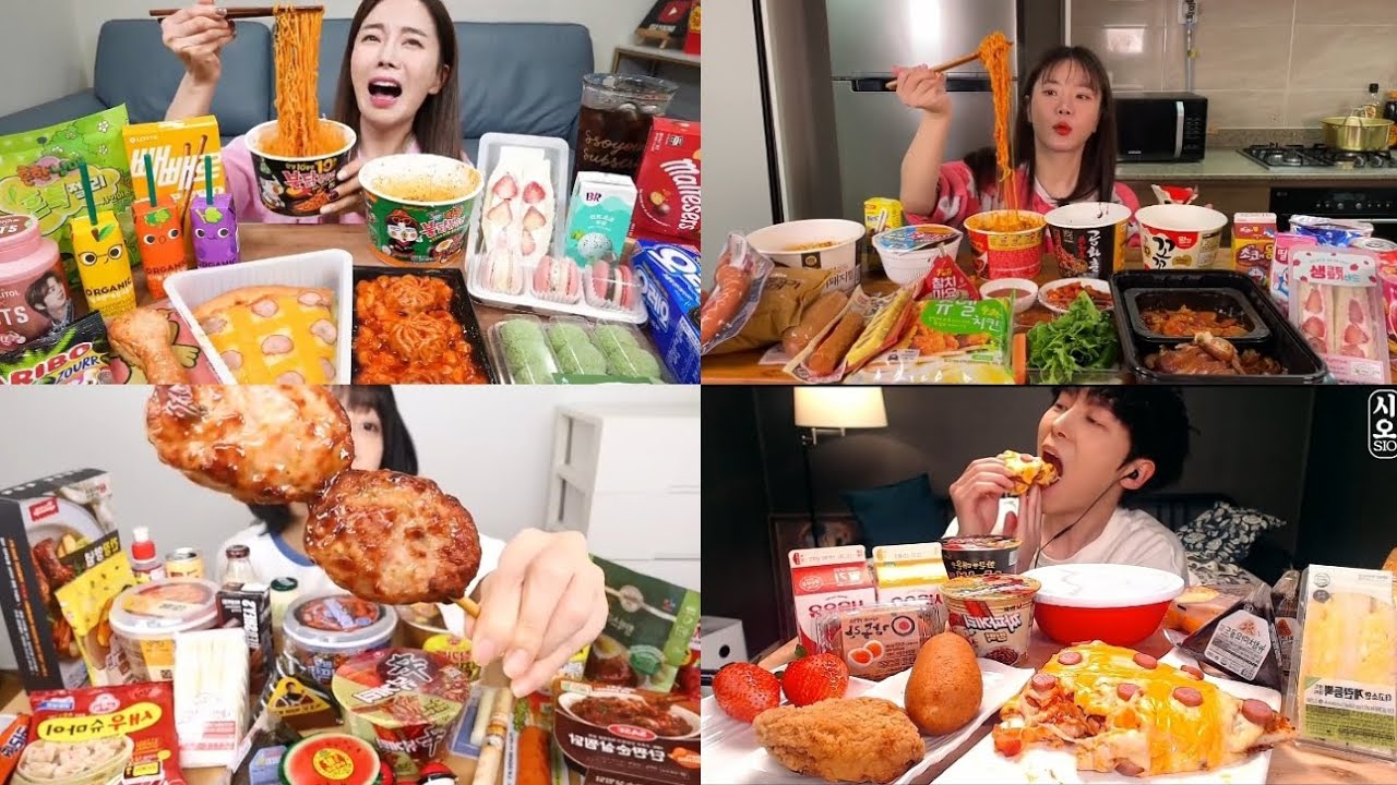 ASMR || Mukbangers consuming Korean convenience store food || Mukbang ...