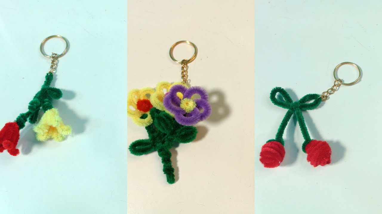 DIY : Fizzy Wire Keychains | How To Make Pipe Cleaner Keychain - YouTube