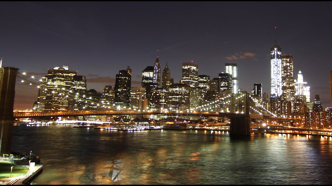 New York Manhattan Skyline Time-Lapse with East River, Brooklyn Bridge ...