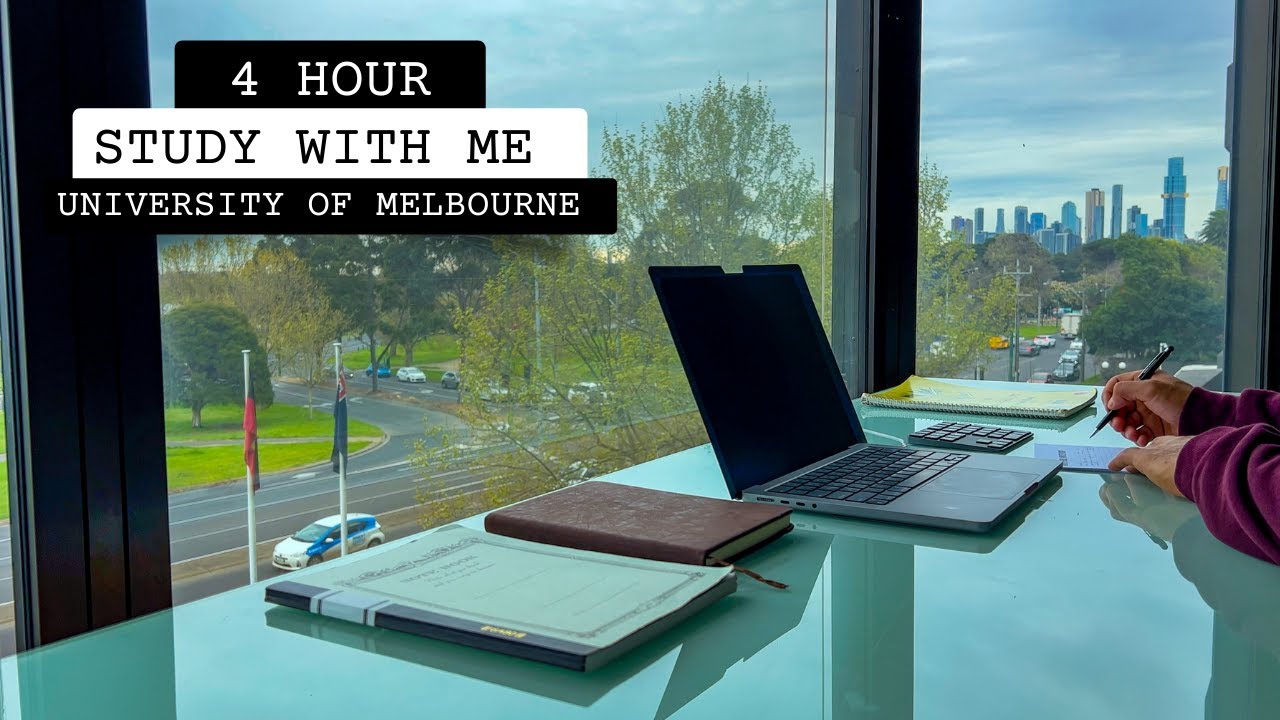 4 HOUR STUDY WITH ME 4K | Background noise | No Music | Pomodoro | 50/ ...