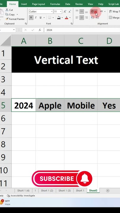 How to Write Vertical Text in Excel - YouTube
