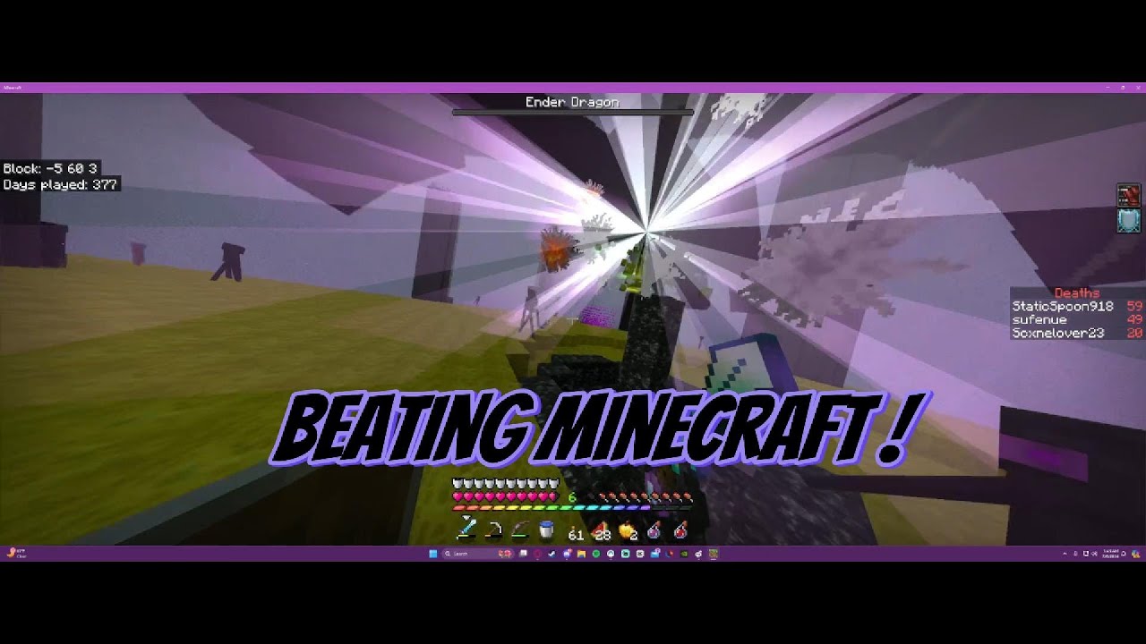 Beating Minecraft - YouTube