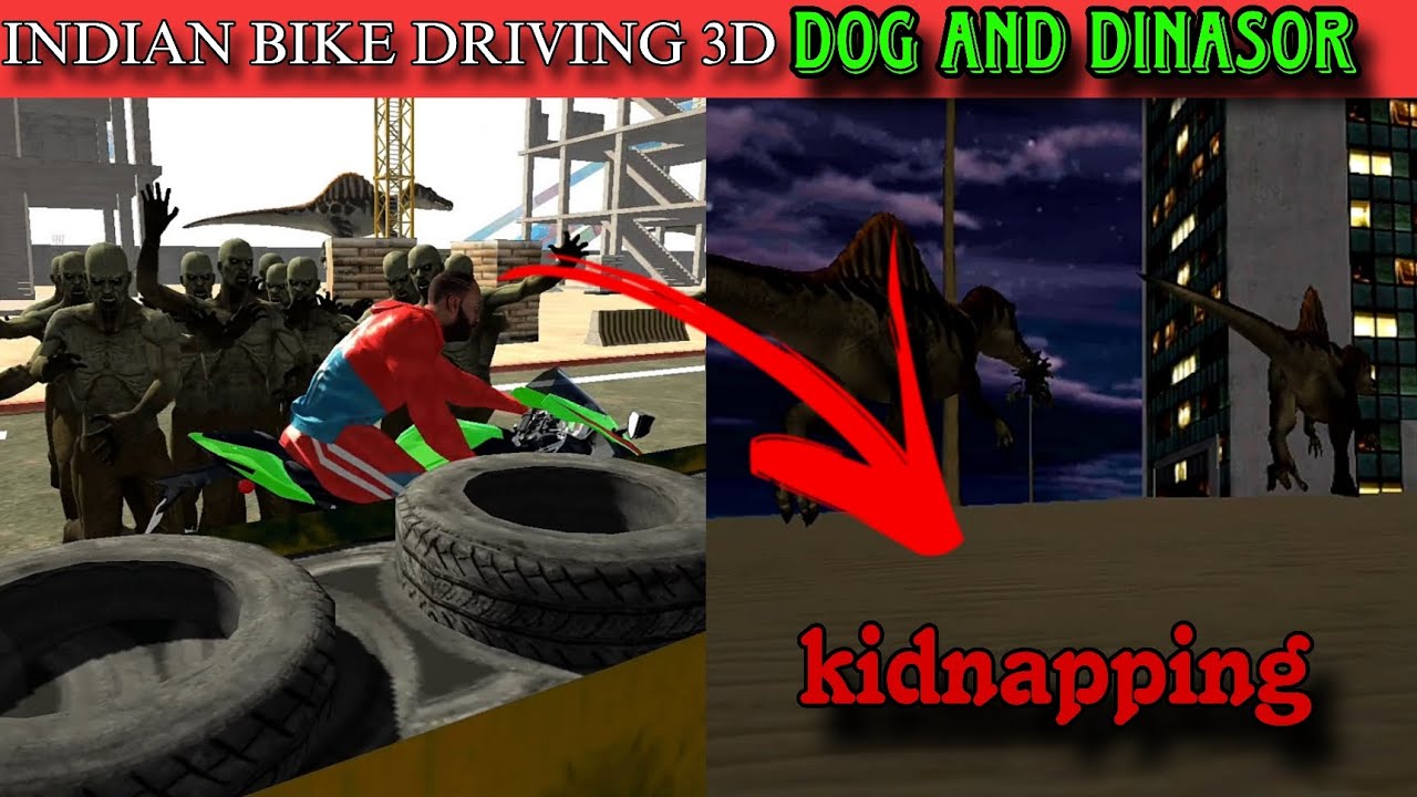 Indian Bike Driving 3D: Dog Kidnapped by Dinosaur - YouTube