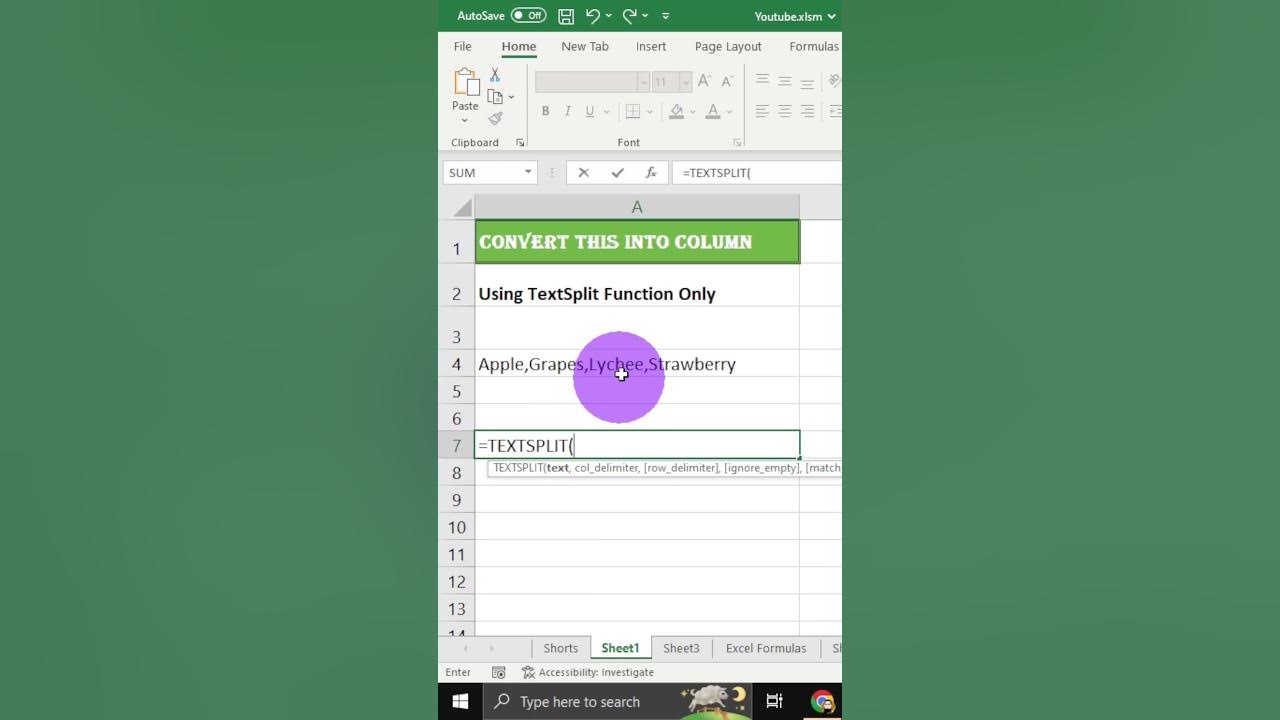 How to Convert Strings to Columns using TextSplit Function | Excel Tutorial - YouTube