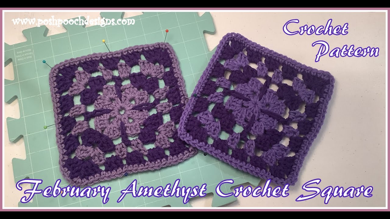 February Amethyst Crochet Square - YouTube