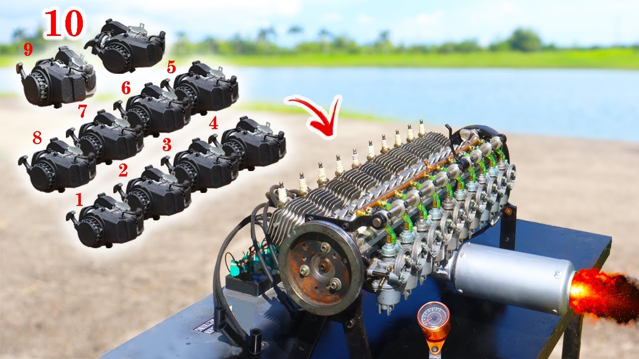 Making a 10-Cylinder, 2-Stroke Engine