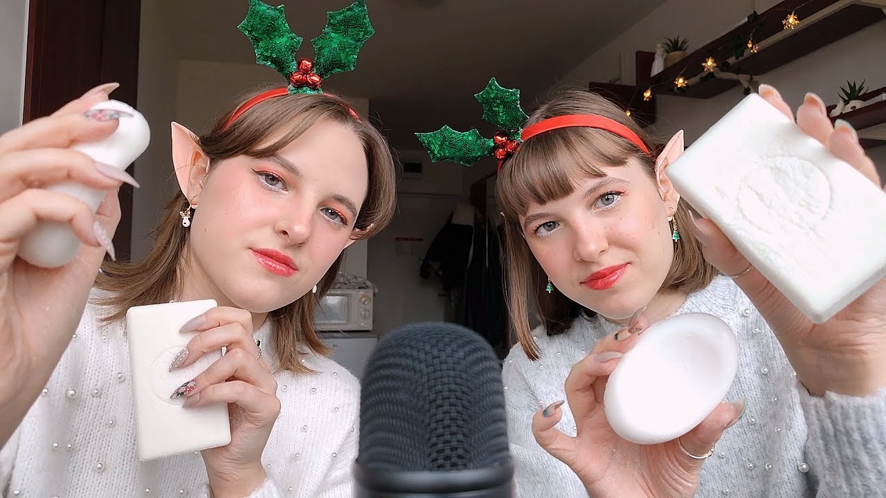 ASMR soap tapping and scratching by twin santa's elves - YouTube