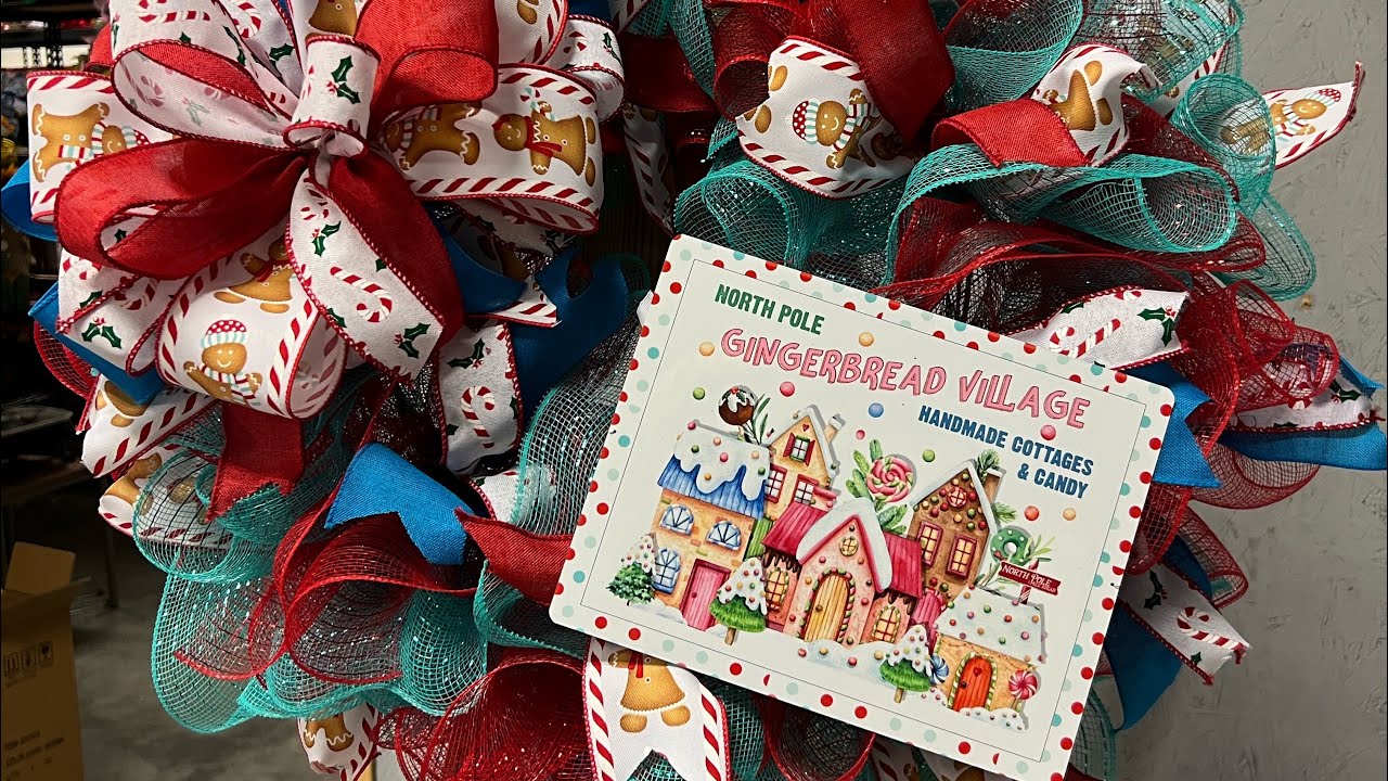 How to make a gingerbread double ruffle deco mesh wreath| Hard Working ...